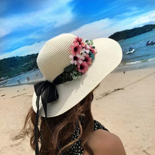 Custom straw beach hat sun UPF travel island - CNCAPS