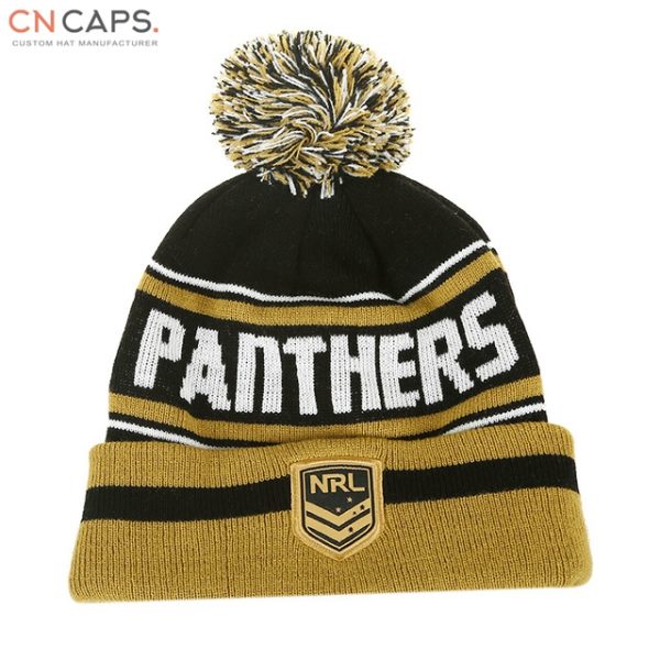 Custom Toques Pom Pom Beanie Hat With Jacquard Logo - CNCAPS