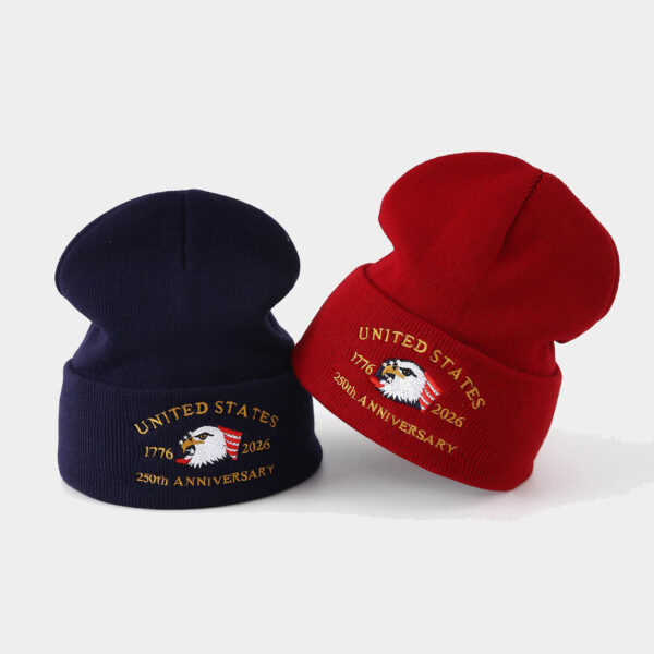 US 250th Anniversary Custom Beanie | Eagle Embroidered Knitted Hat ...